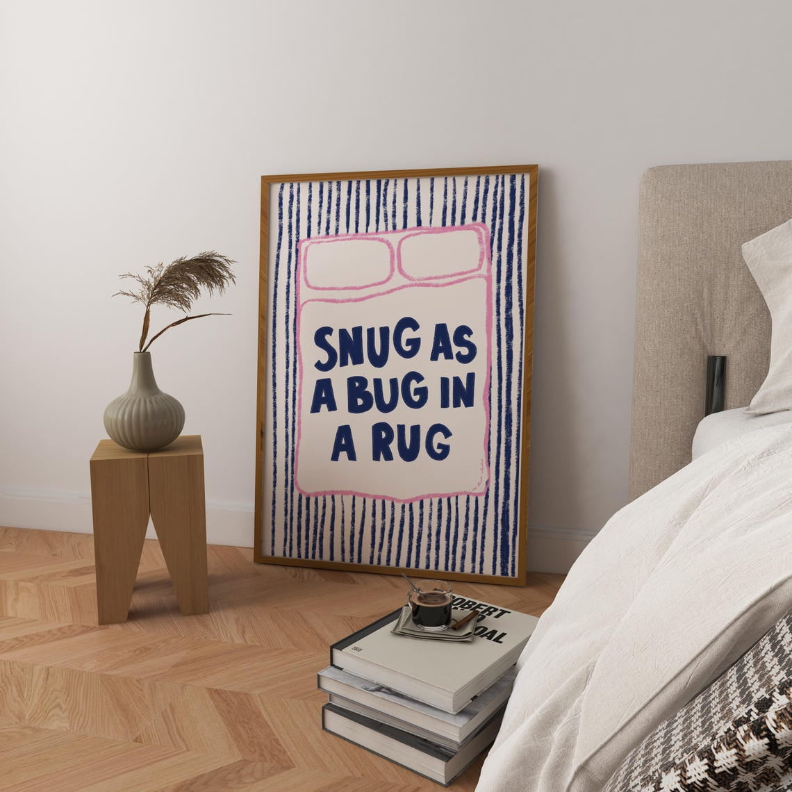 Kna Prints - 1 Pc Poster Snug As A Bug Art Print , Trendy Retro Bedroom Mid Century Print ...