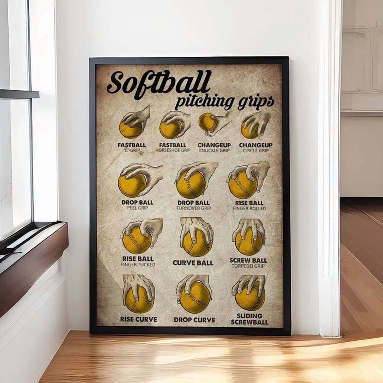 Kna Prints - 1 Pc Poster Softball Pitching Grip Poster, Softball Life ...