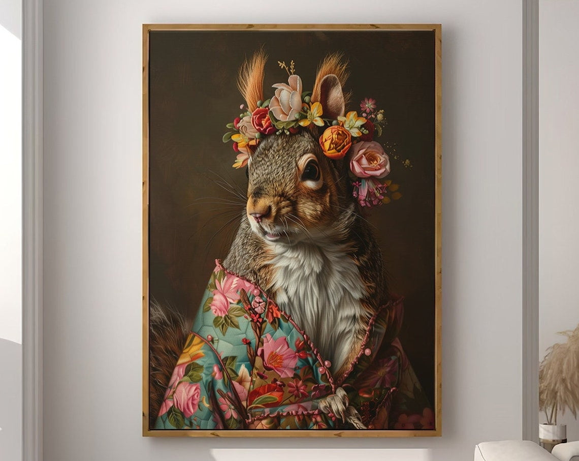 Kna Prints - 1 Pc Poster Squirrel Maximalist Eclectic Animal Portrait ...