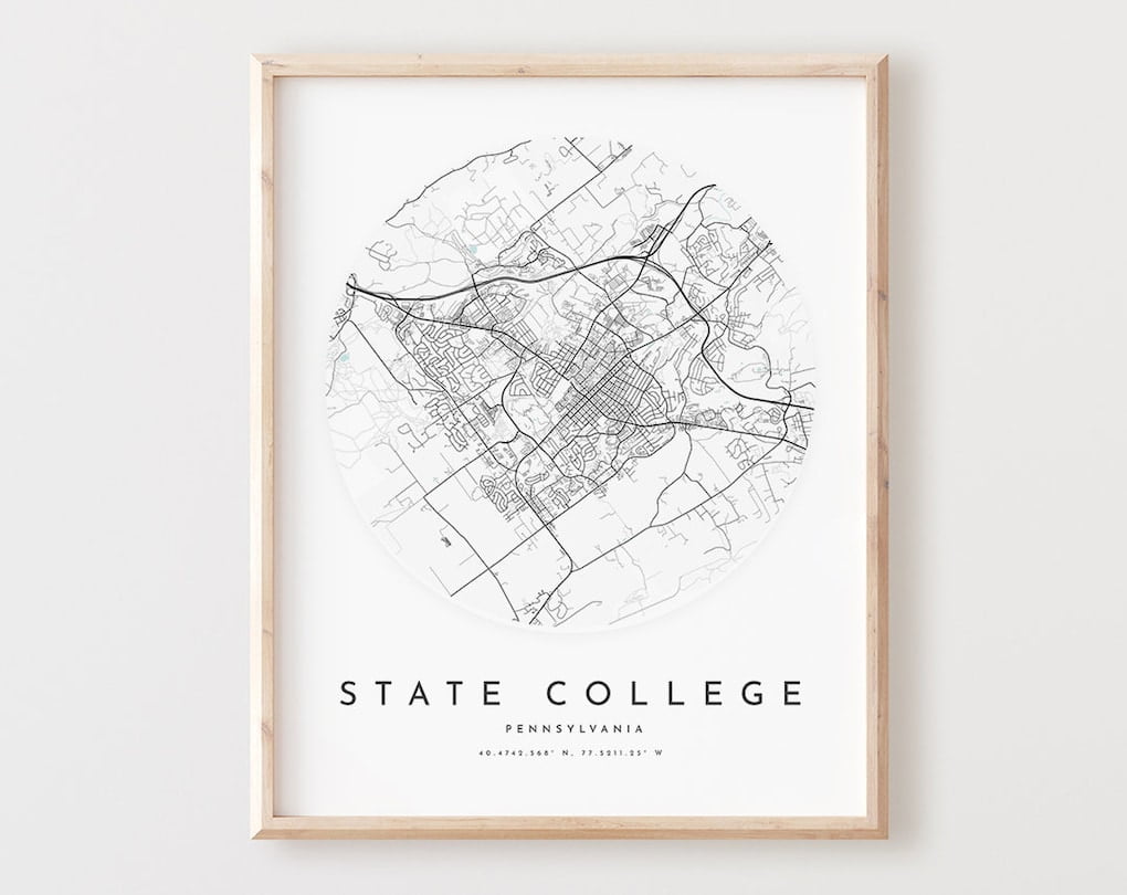 Kna Prints - 1 Pc Poster State College Map Print, State College Map ...