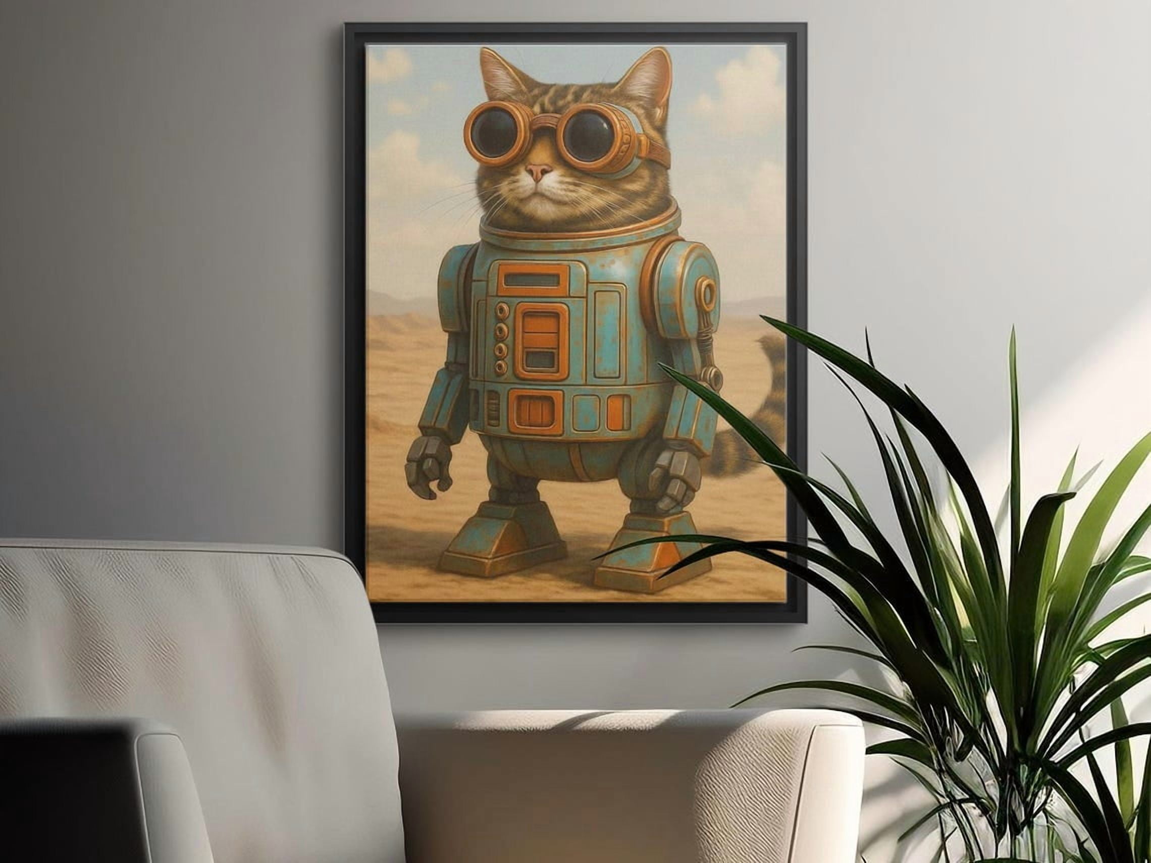 Kna Prints - 1 Pc Poster Steampk Cat Robot , Futuristic Tabby Art Print ...