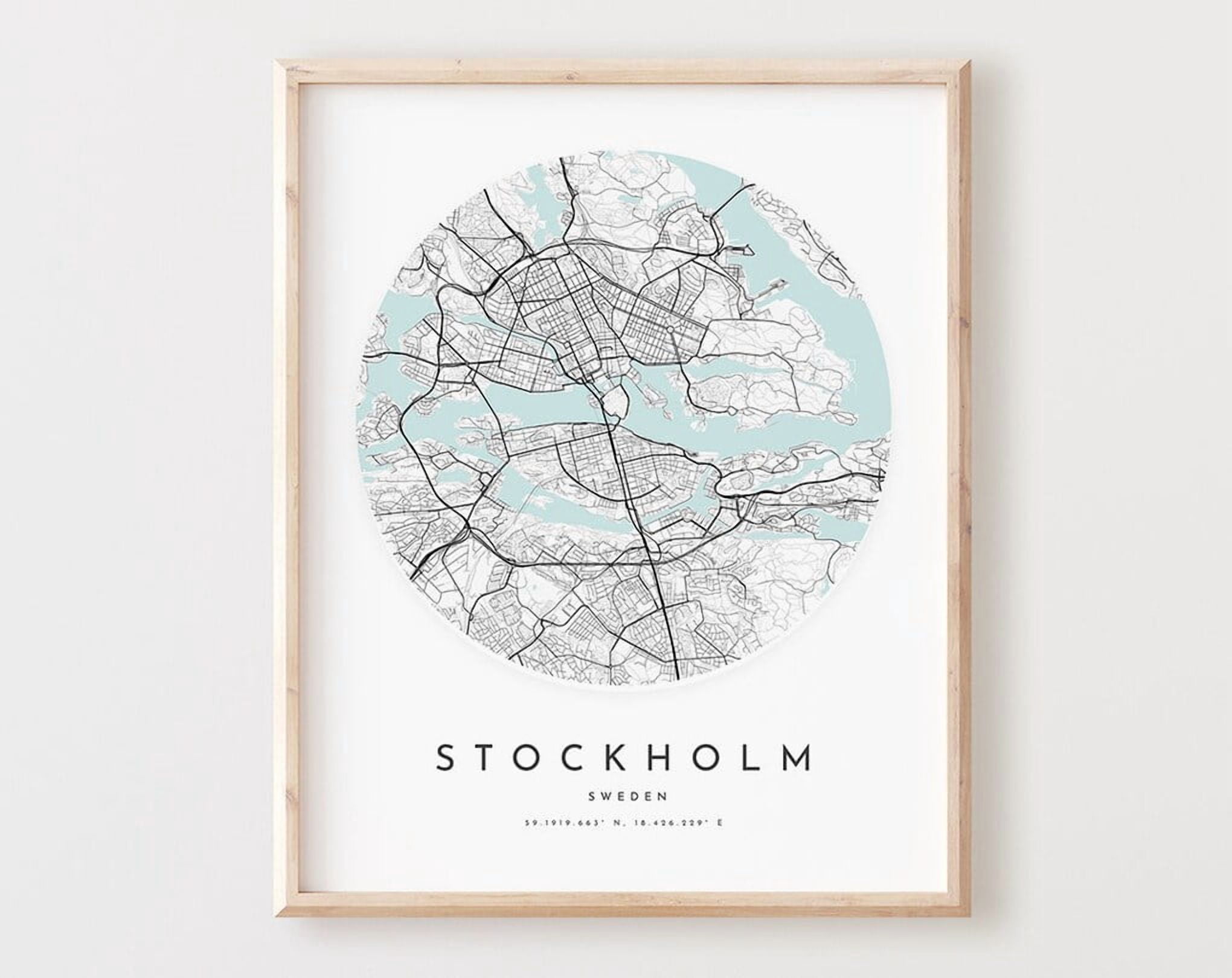 Kna Prints - 1 Pc Poster Stockholm Map Print, Stockholm Map City Wall ...