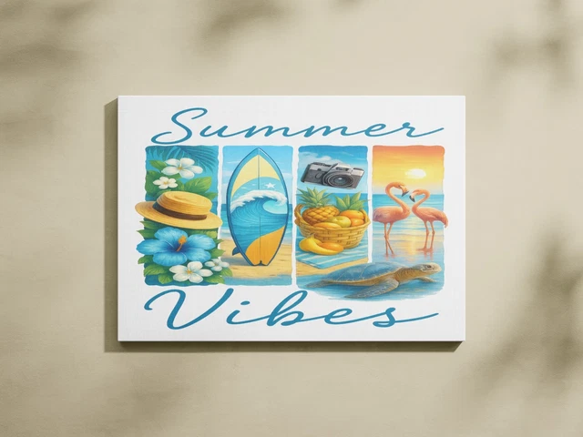 Kna Prints - 1 Pc Poster Summer Vibes Vacation Print | Surf Pineapple ...