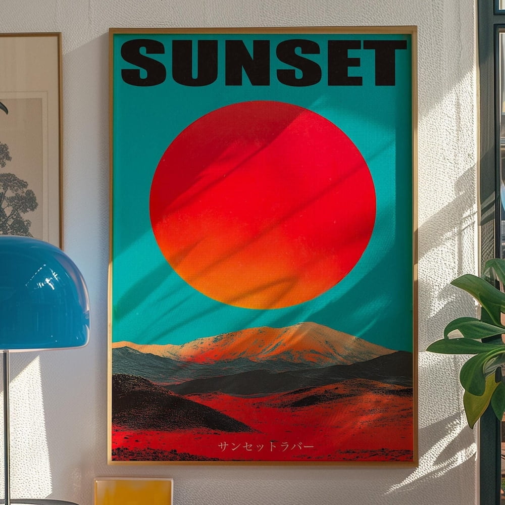 Kna Prints - 1 Pc Poster Sunset Poster, Kitsch Aesthetic Art, Red Wall ...