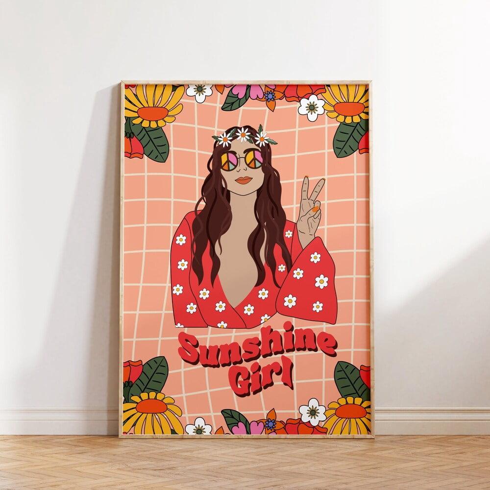 Kna Prints - 1 Pc Poster Sunshine Girl Wall Print, Retro 70S Print ...