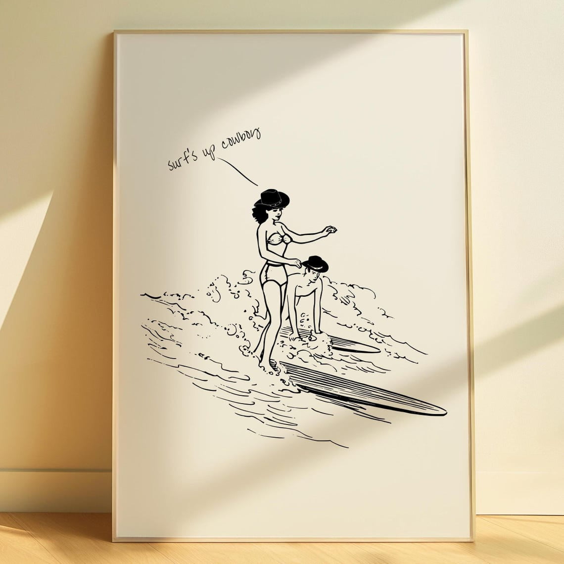 Kna Prints - 1 Pc Poster Surf'S Up Cowboy Print Black Retro Coastal ...