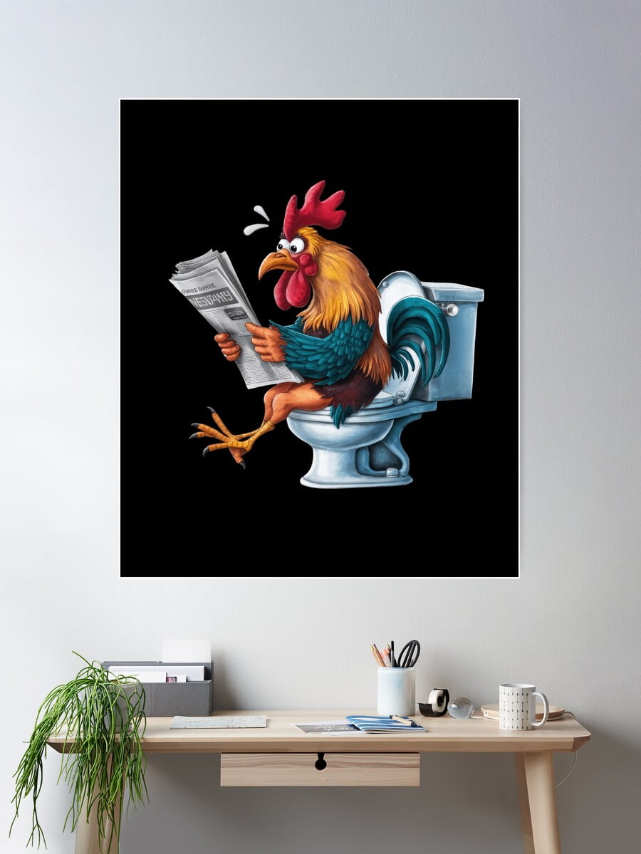 Kna Prints - 1 Pc Poster Surprised Rooster Reading The Newspaper On The ...