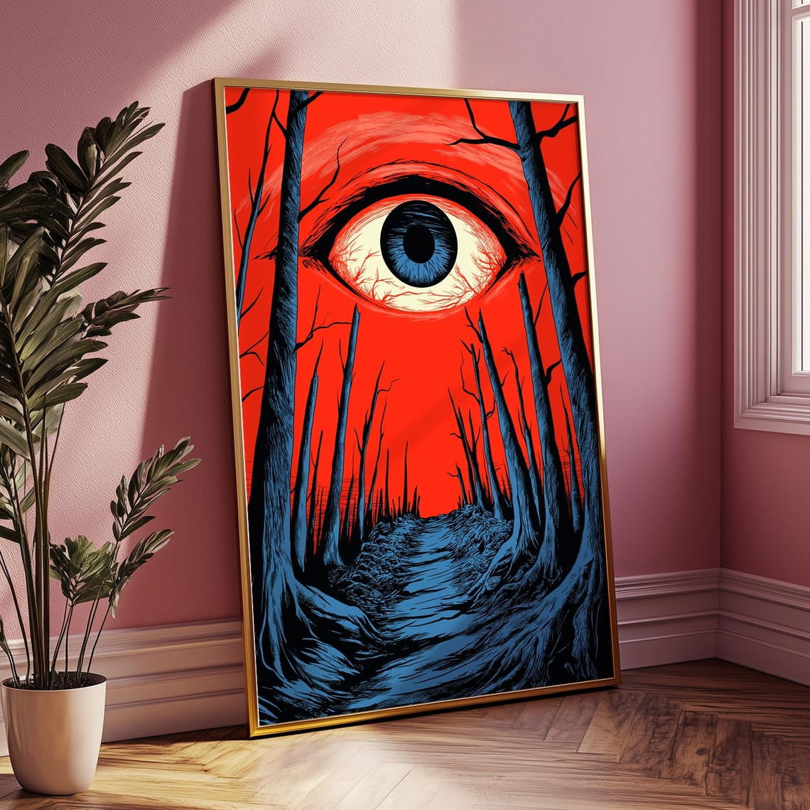 Kna Prints - 1 Pc Poster Surreal Eye Wall Art, Dark Fantasy Forest ...