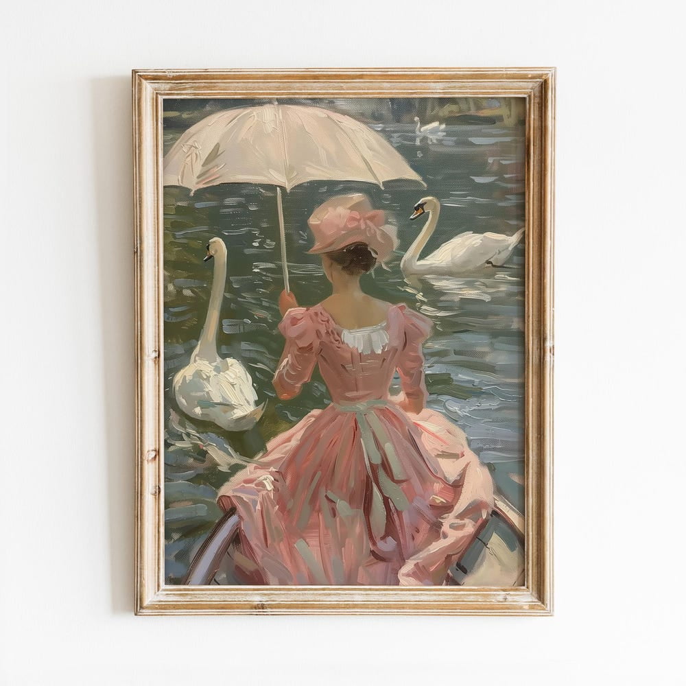 Kna Prints - 1 Pc Poster Swans & Lady Coquette Printable Wall Art ...