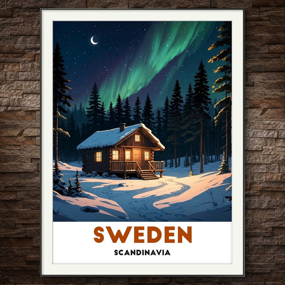Kna Prints - 1 Pc Poster Sweden Scandinavia Poster - Winter Aurora Over ...