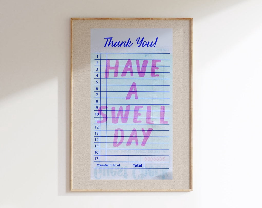 Kna Prints - 1 Pc Poster Swell Day Guest Check Print Pink Coastal ...