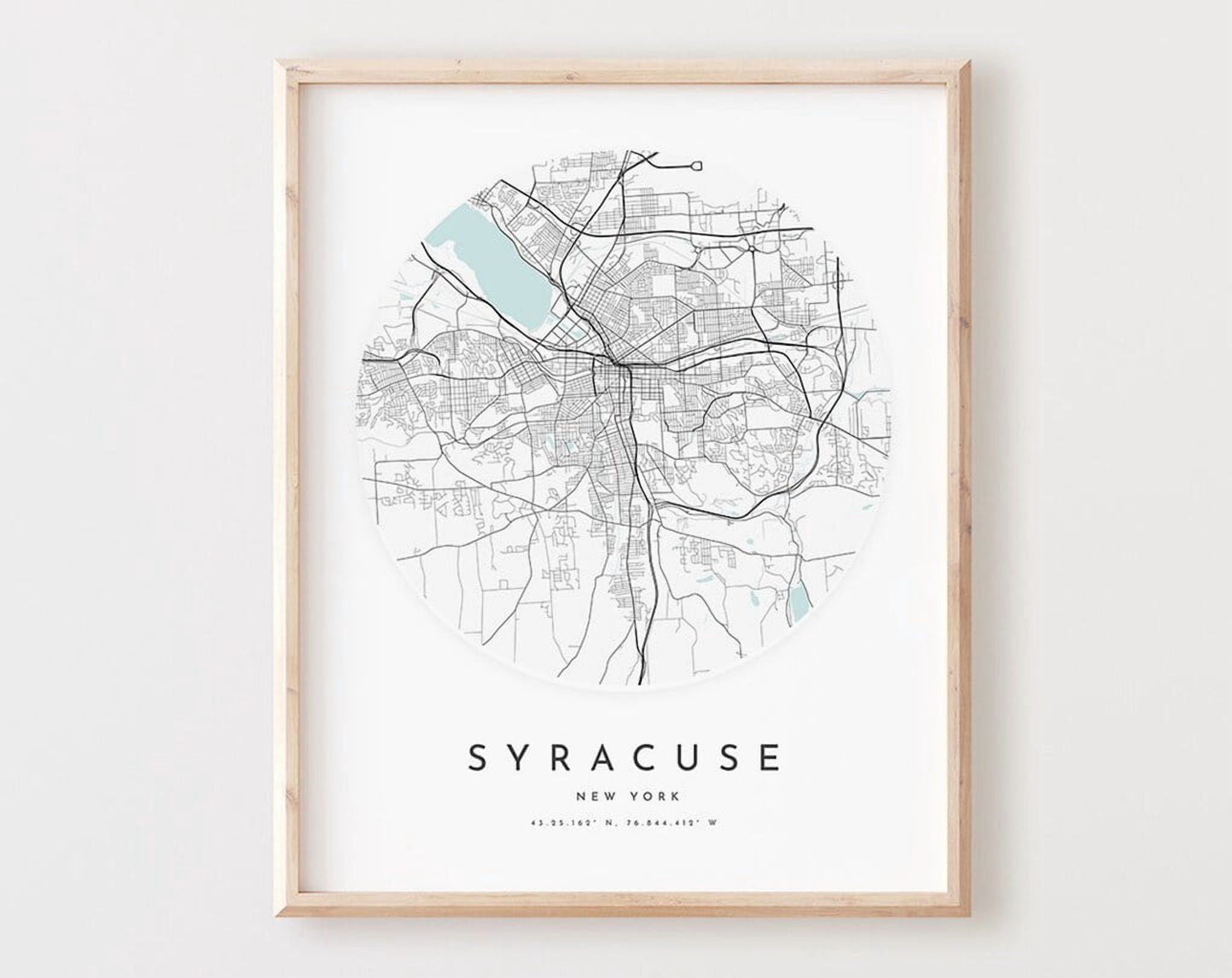 Kna Prints - 1 Pc Poster Syracuse Map Print, Syracuse Map City Wall Art ...