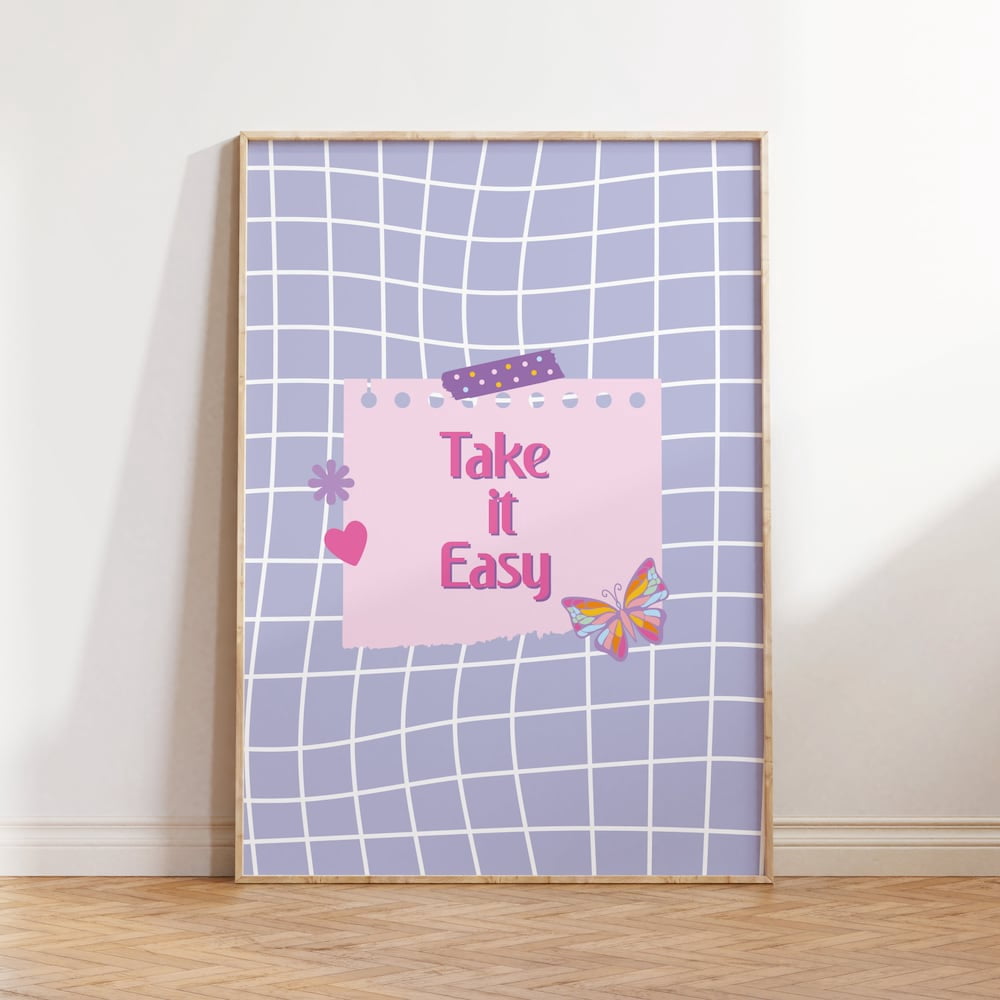 Kna Prints - 1 Pc Poster Take It Easy Print, Retro Wall Art, Cute Wall ...