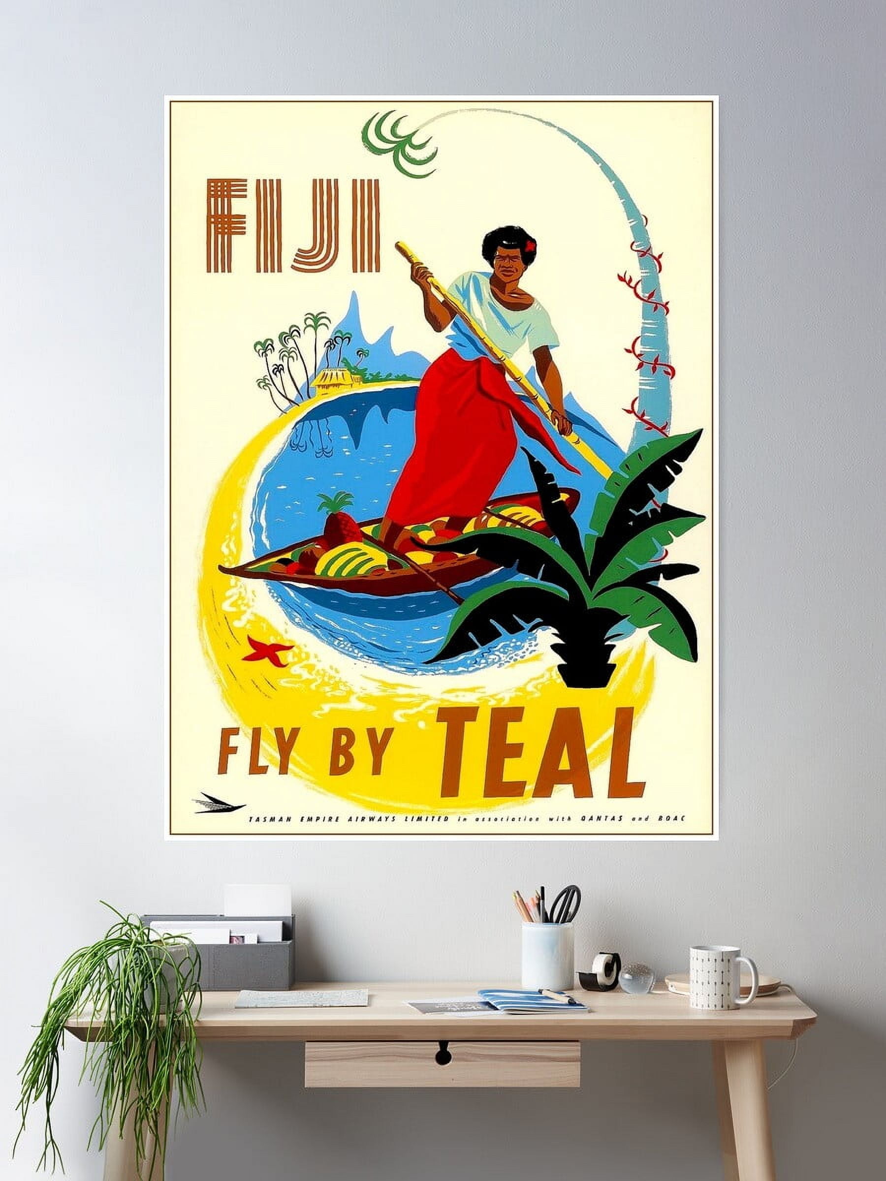 Kna Prints - 1 Pc Poster Teal Airways : Vintage Fly To Fiji Advertising ...