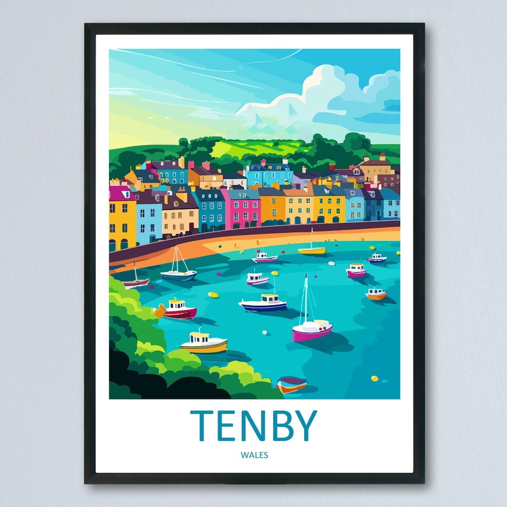 Kna Prints - 1 Pc Poster Tenby Cartoon Travel Poster Wales Wall Art ...