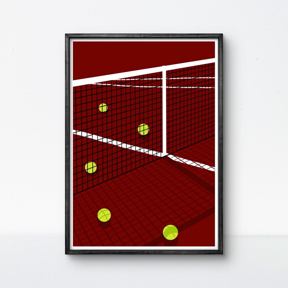 Kna Prints - 1 Pc Poster Tennis Art Print Able Poster, Red Court ...