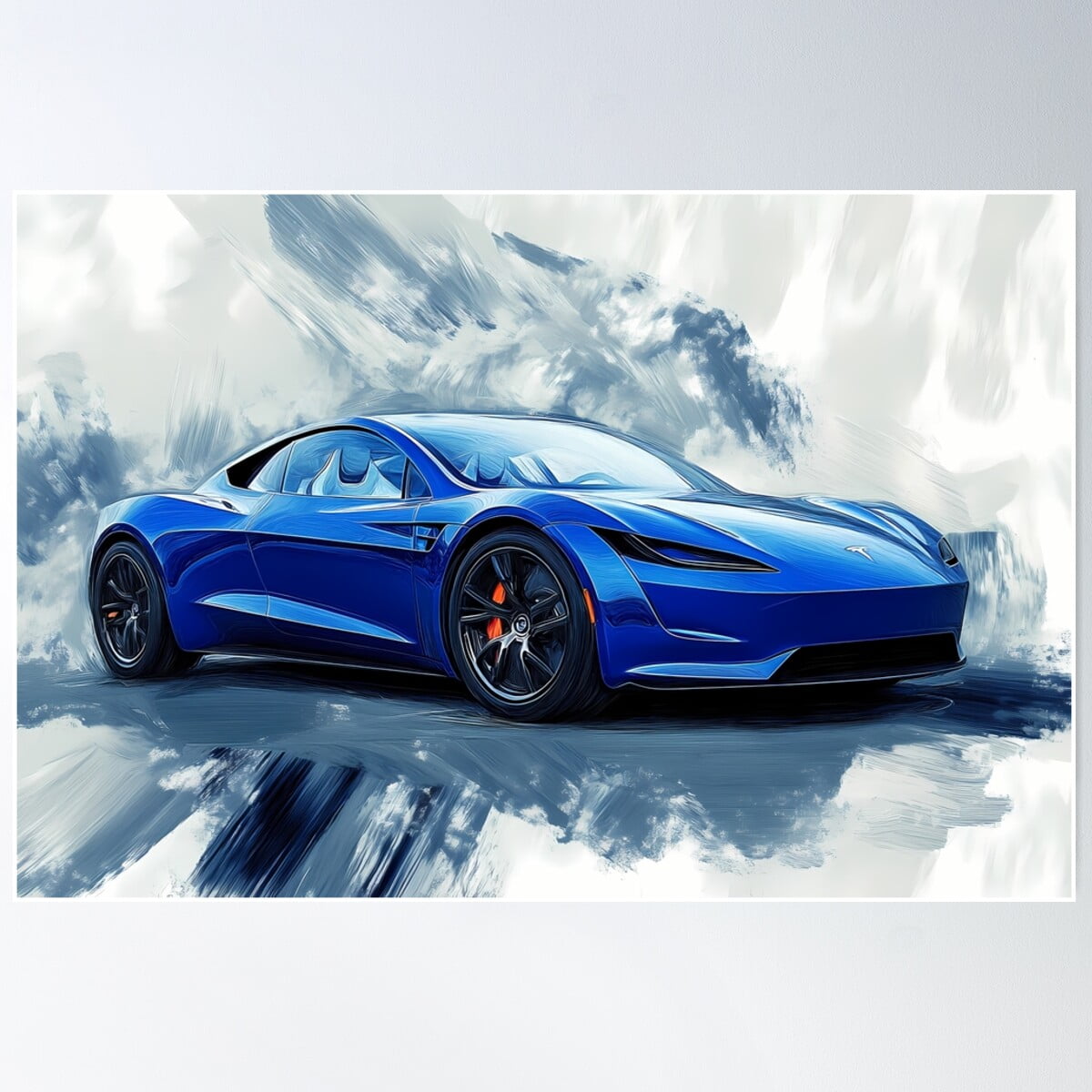 Kna Prints - 1 Pc Poster Tesla Roadster Pop Art Wall Art, Modern Wall ...