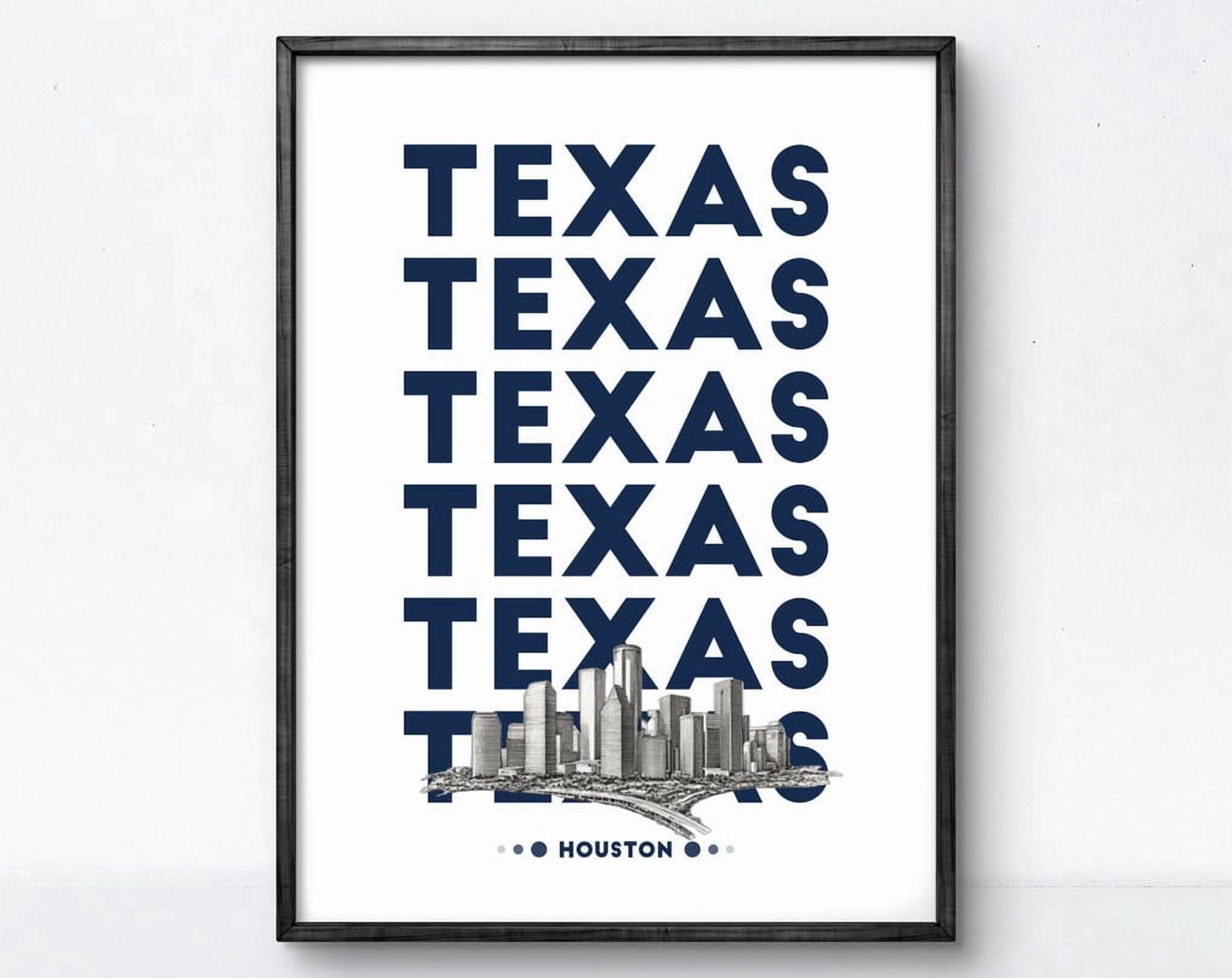 Kna Prints - 1 Pc Poster Texas Houston Skyline Minimalist City Wall Art ...
