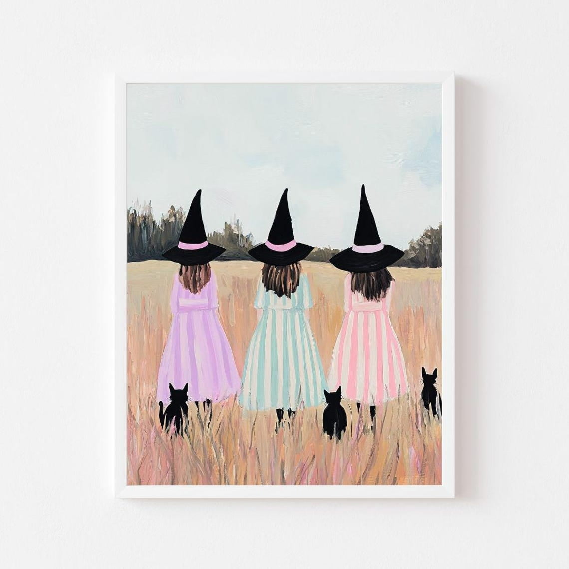 Kna Prints - 1 Pc Poster Three Pastel Striped Witches Painting Hocus ...