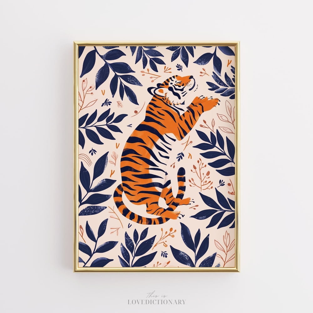Kna Prints - 1 Pc Poster Tiger Art Print, Jungle Illustration, Animal ...