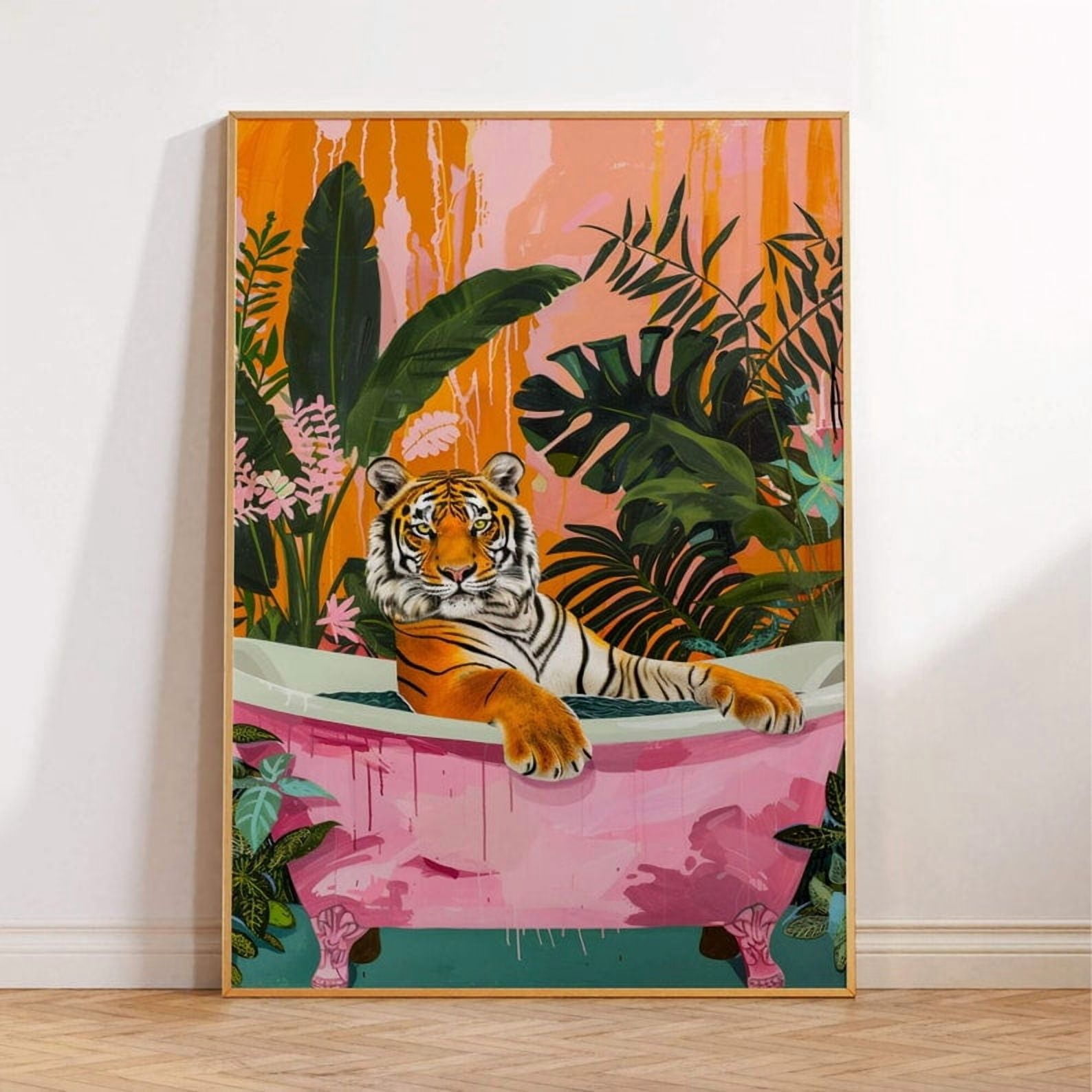 Kna Prints - 1 Pc Poster Tiger , Bathroom Wall Art, Maximalist Decor ...