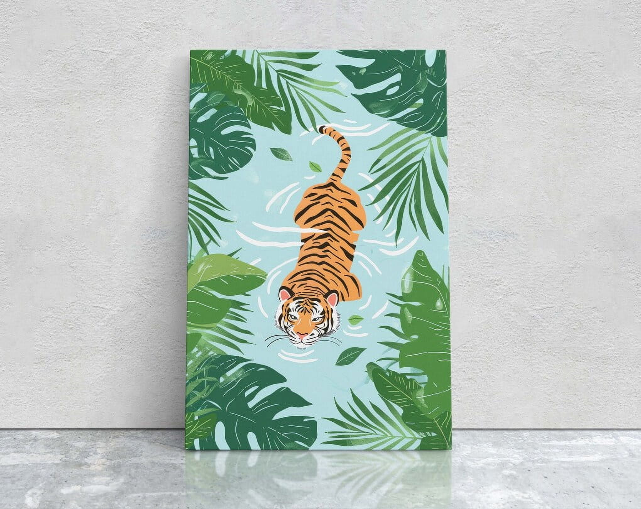 Kna Prints - 1 Pc Poster Tiger Swimming, Tropical Wall Art, , Big Cat ...