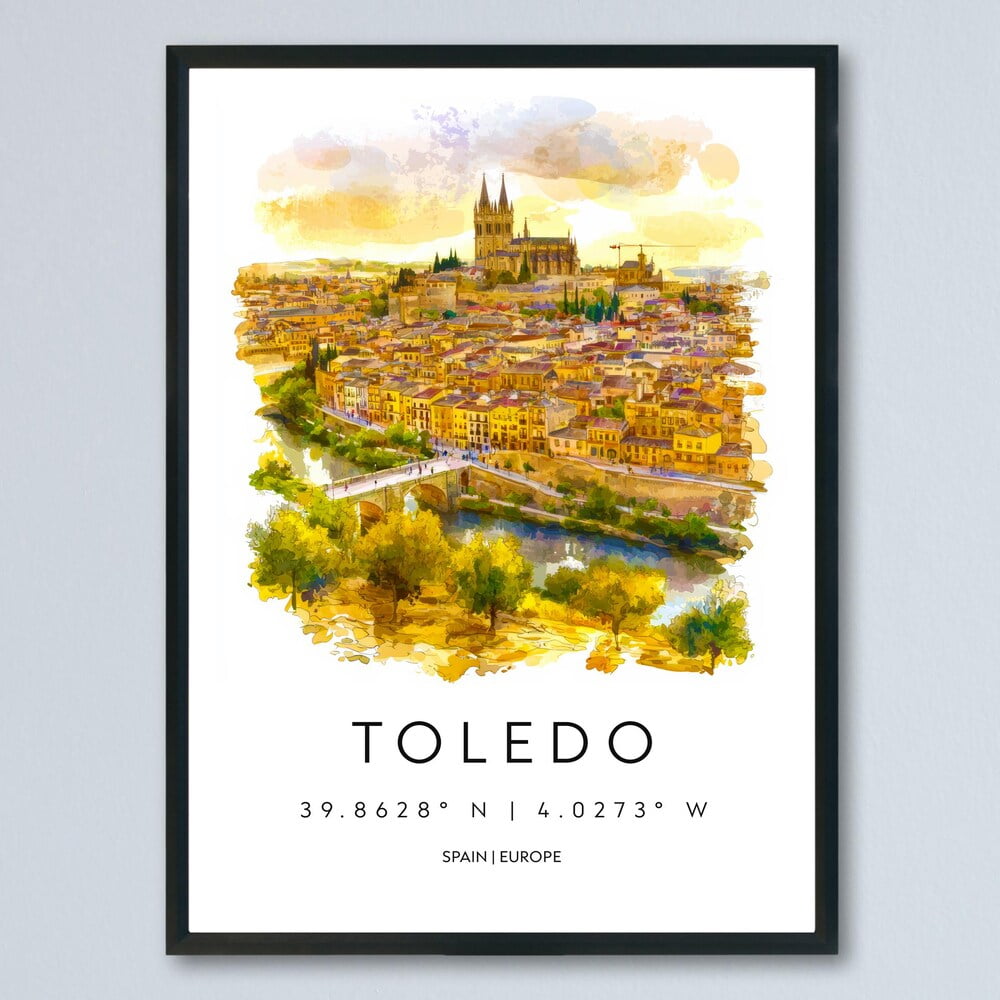 Kna Prints - 1 Pc Poster Toledo Watercolor Poster Toledo Travel Spain ...