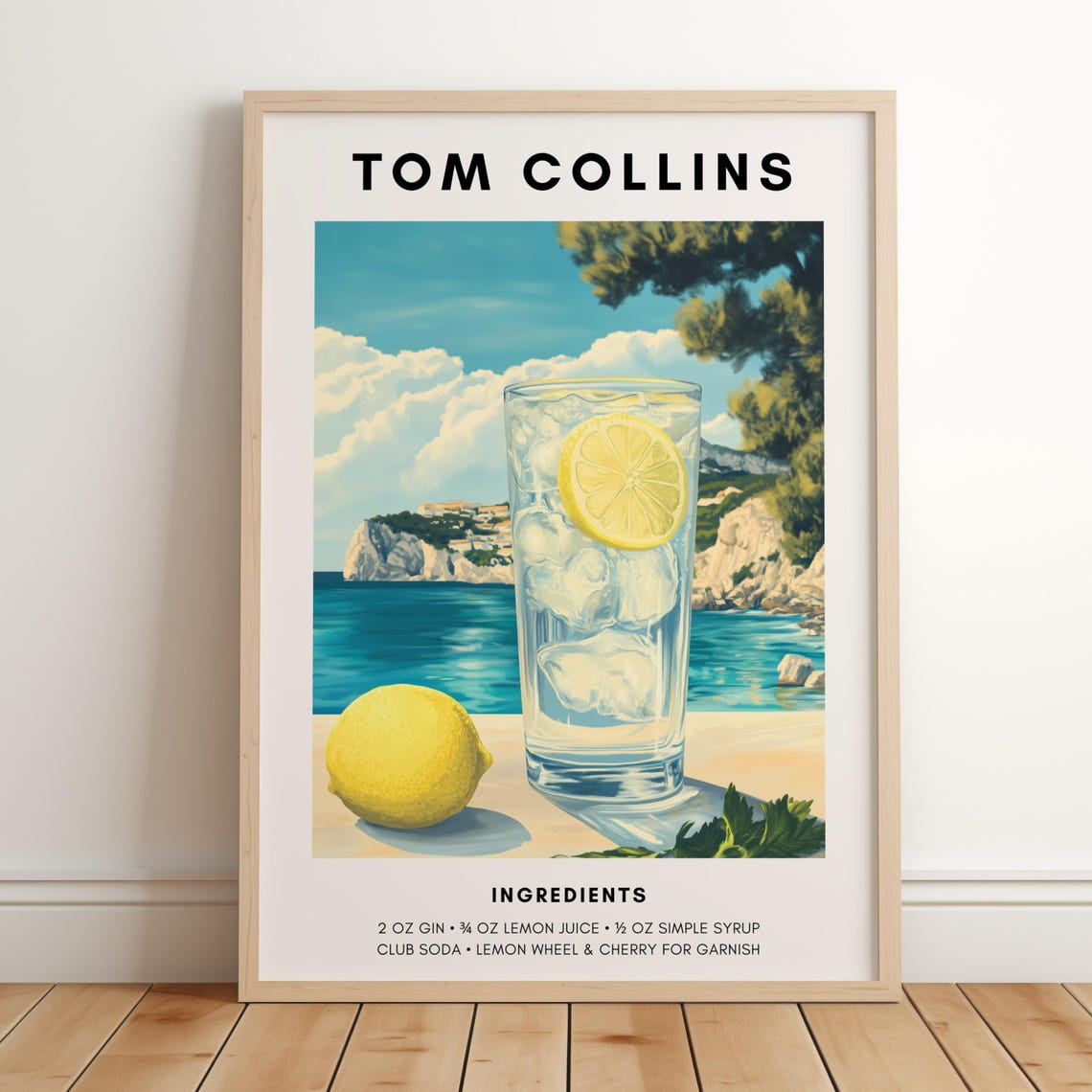 Kna Prints - 1 Pc Poster Tom Collins Art Print, Bar Cart Decor, Tom ...