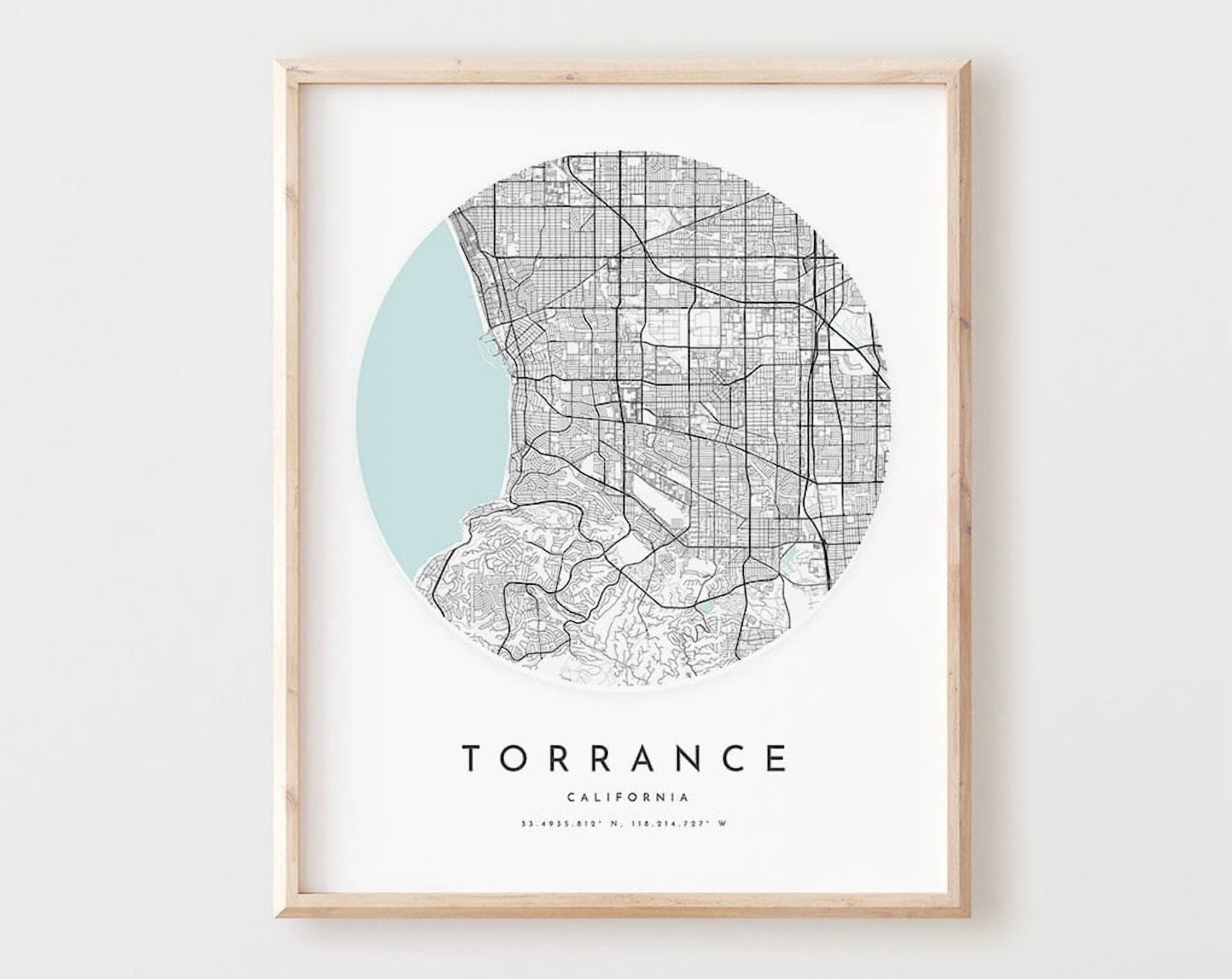 Kna Prints - 1 Pc Poster Torrance Map Print, Torrance Map City Wall Art ...