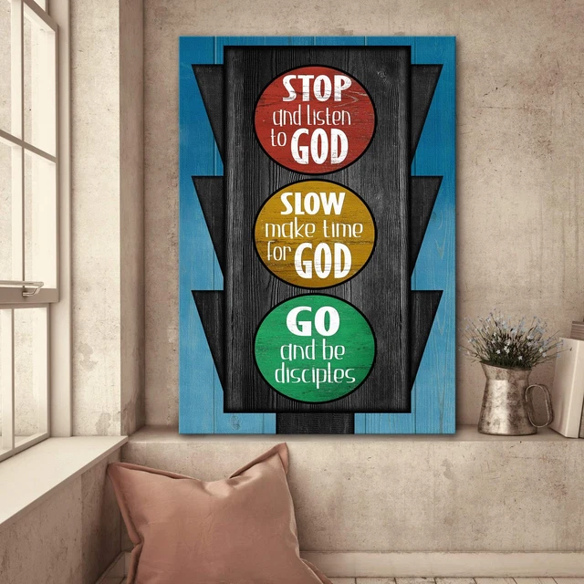 Kna Prints - 1 Pc Poster Traffic Light - Stop And Listen To God - Jesus ...
