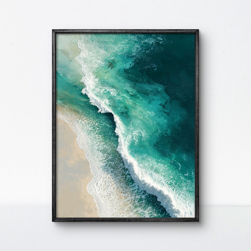 Kna Prints - 1 Pc Poster Tranquil Ocean Aerial Poster – Teal & Sand ...