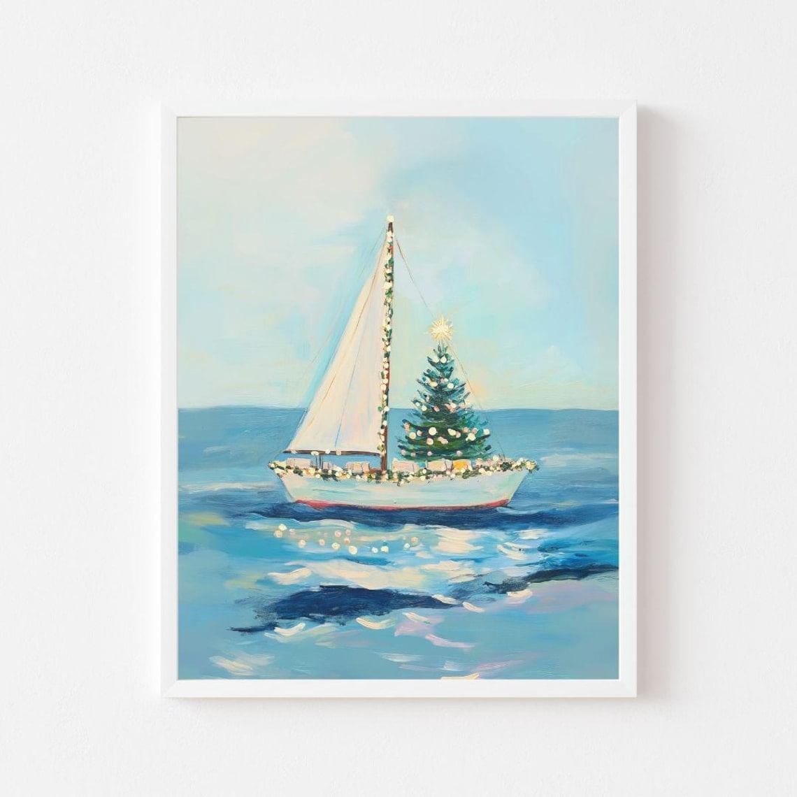 Kna Prints - 1 Pc Poster Tree On A Sailboat Painting Coastal Holiday ...