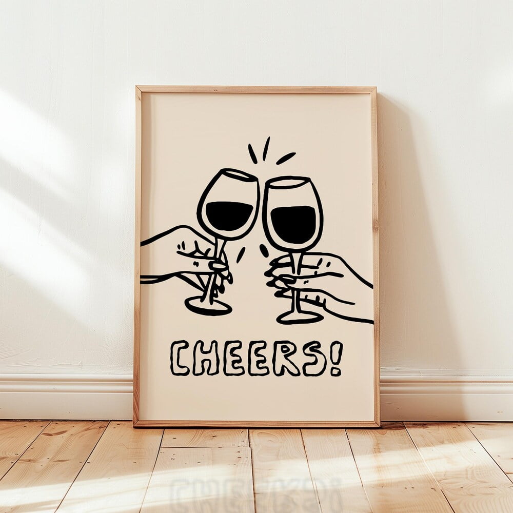 Kna Prints - 1 Pc Poster Trendy Cheers Wall Art, Wine Glass Clink Print ...