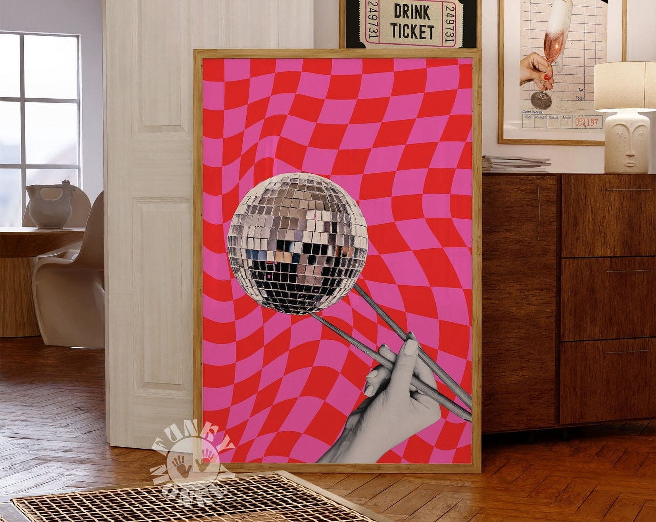 Kna Prints - 1 Pc Poster Trendy Disco Ball Collage Print, Disco Ball ...