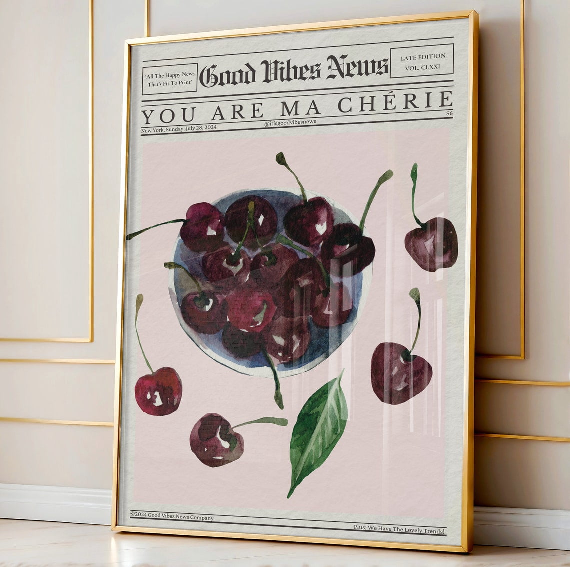 Kna Prints - 1 Pc Poster Trendy Pink Preppy Newspaper Wall Art ...