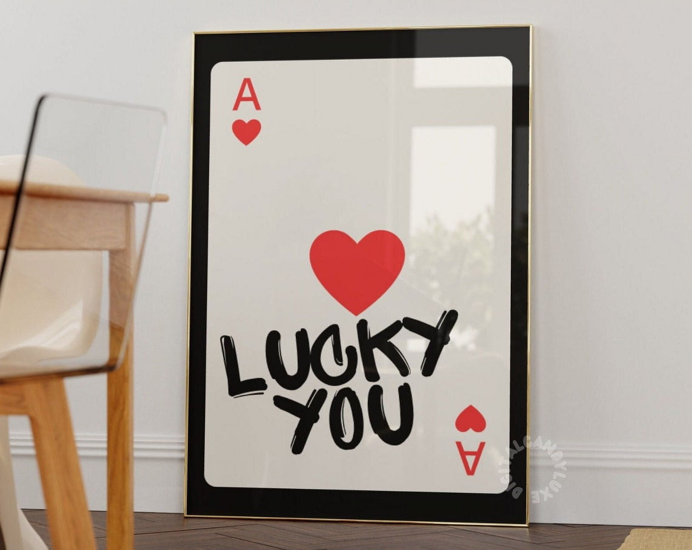 Kna Prints - 1 Pc Poster Trendy Wall Art Prints Lucky You Playing Card Retro Wall Art Trendy Art ...
