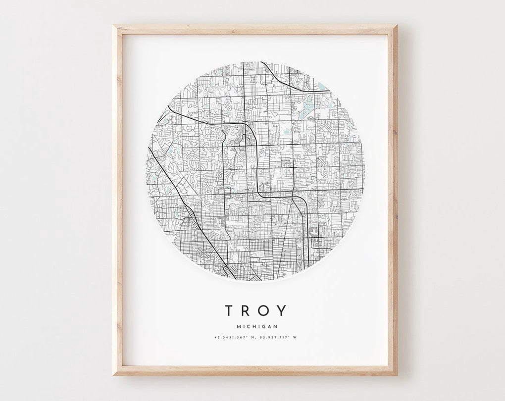 Kna Prints - 1 Pc Poster Troy Map Print, Troy Map City Wall Art, Mi ...