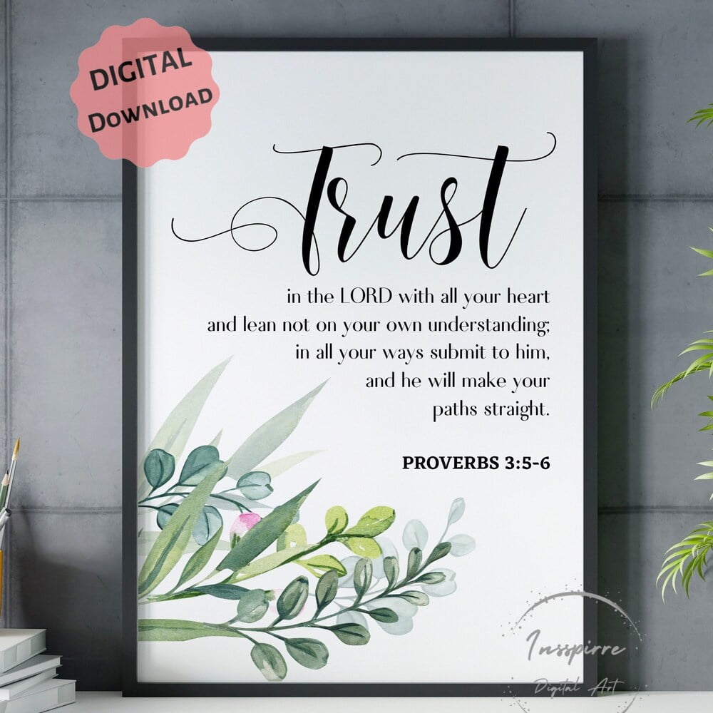Kna Prints - 1 Pc Poster Trust In The Lord Niv Printable, Proverbs 3:5 ...