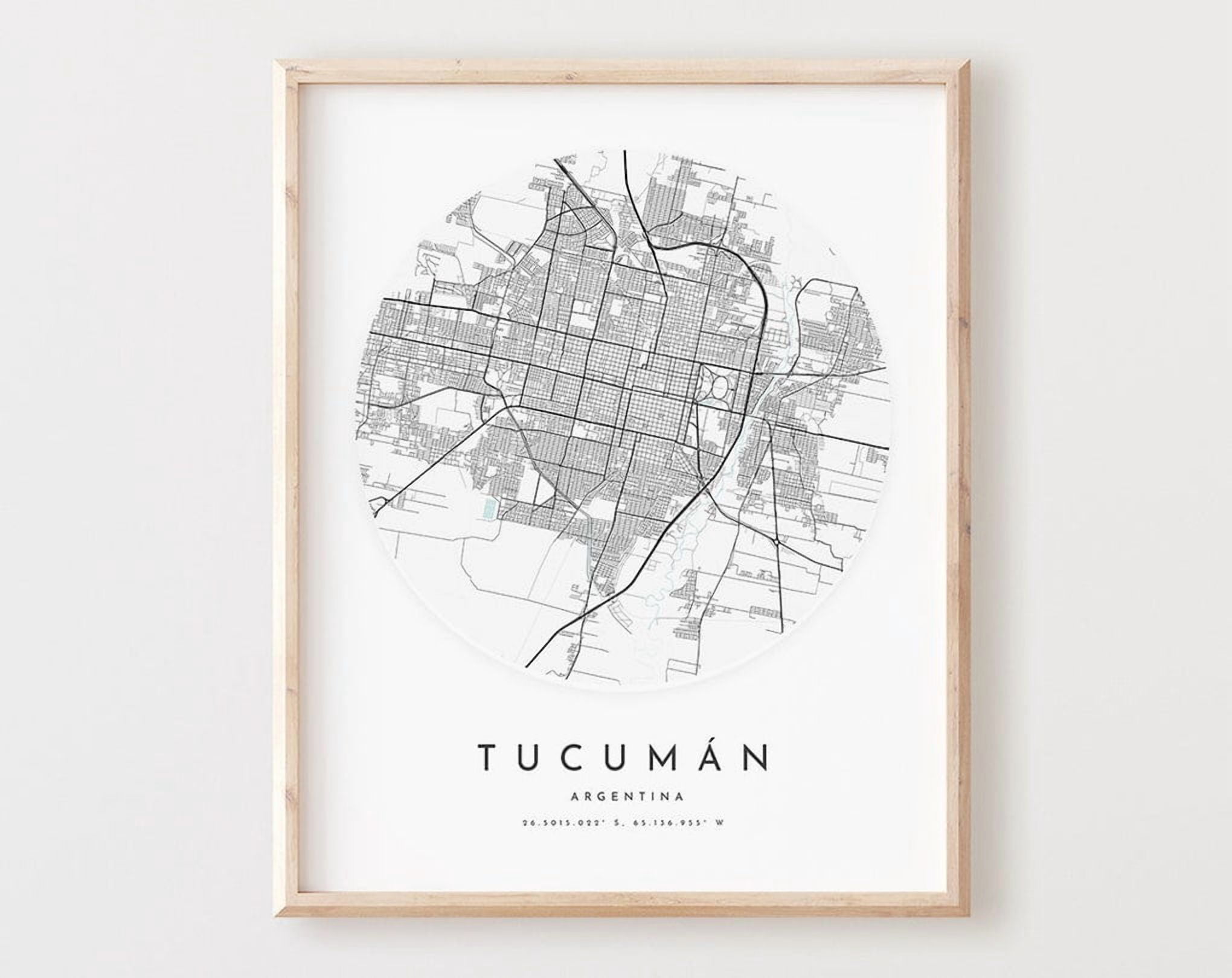 Kna Prints - 1 Pc Poster Tucumã¡N Map Print, Tucumã¡N Map City Wall Art ...