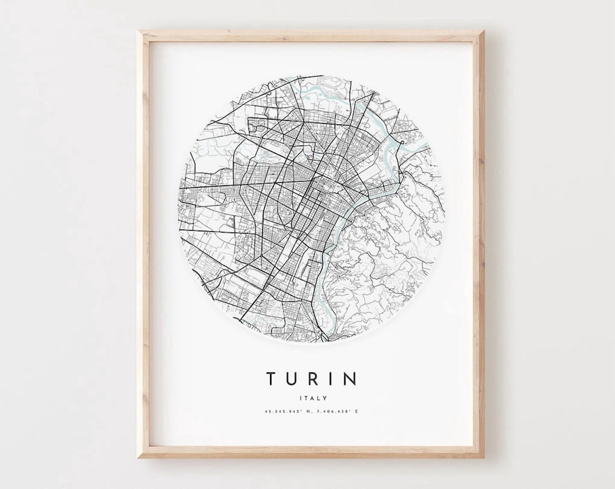Kna Prints - 1 Pc Poster Turin Map Print, Turin Map City Wall Art ...