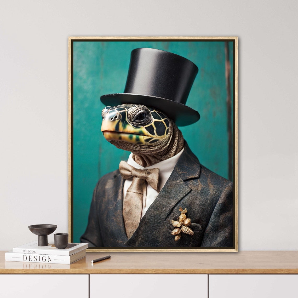 Kna Prints - 1 Pc Poster Turtle With Hat, Ai Generated, Top Hat, Prom ...