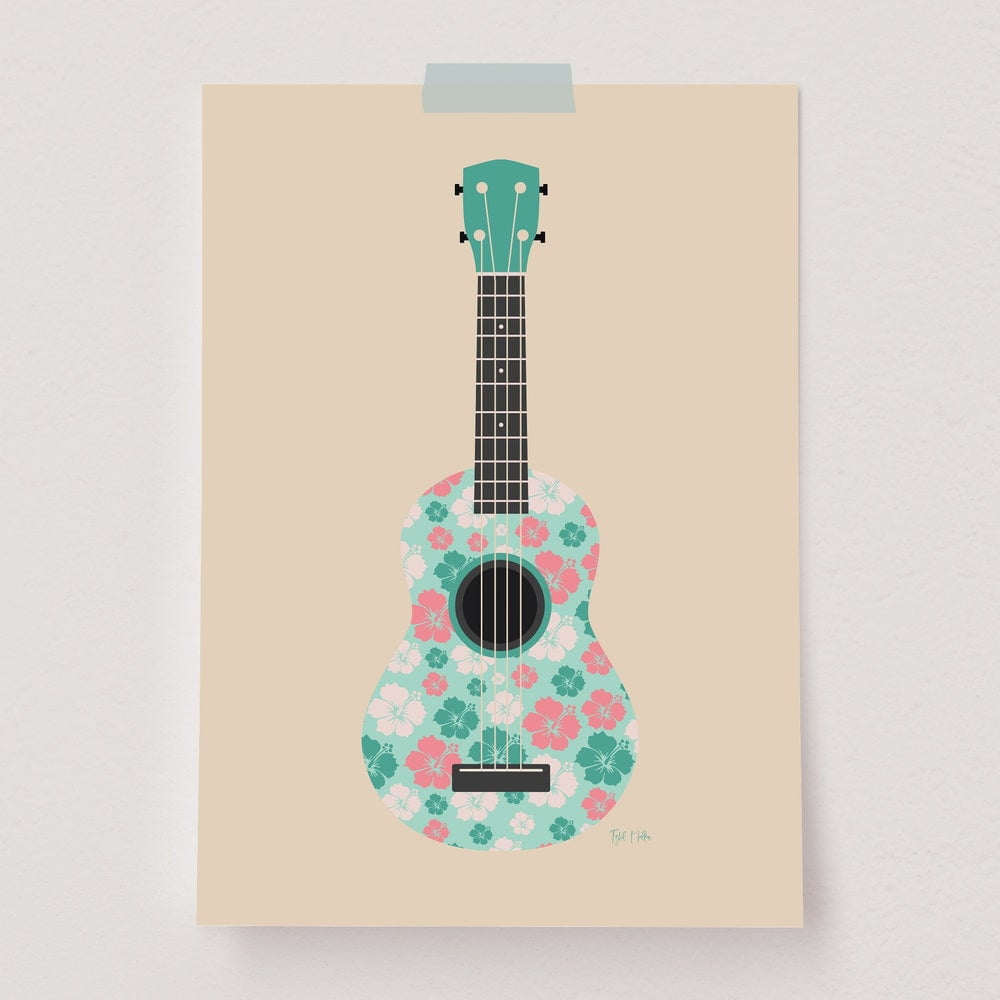Kna Prints - 1 Pc Poster Ukulele Wall Art, Musician Poster, Floral ...