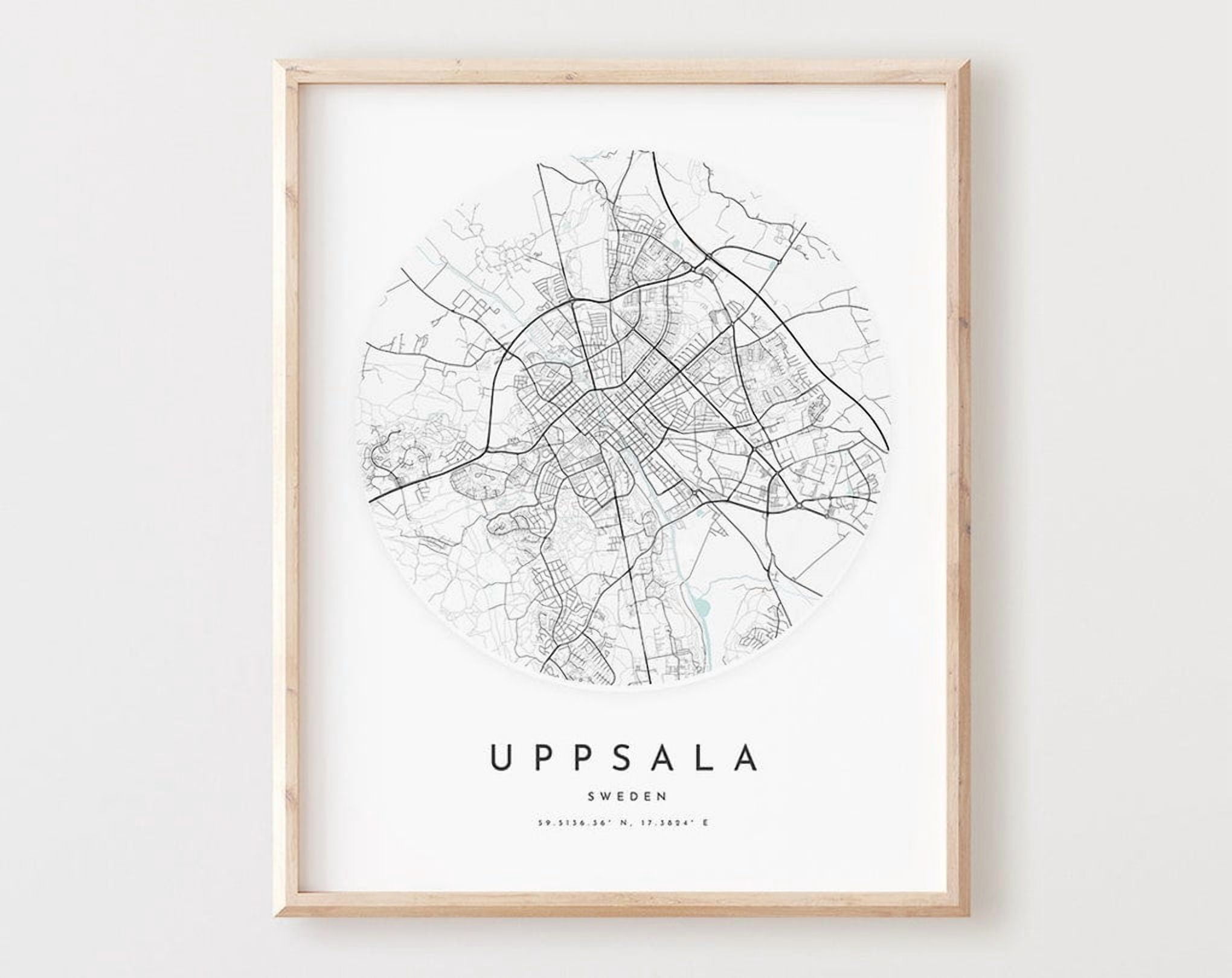 Kna Prints - 1 Pc Poster Uppsala Map Print, Uppsala Map City Wall Art ...