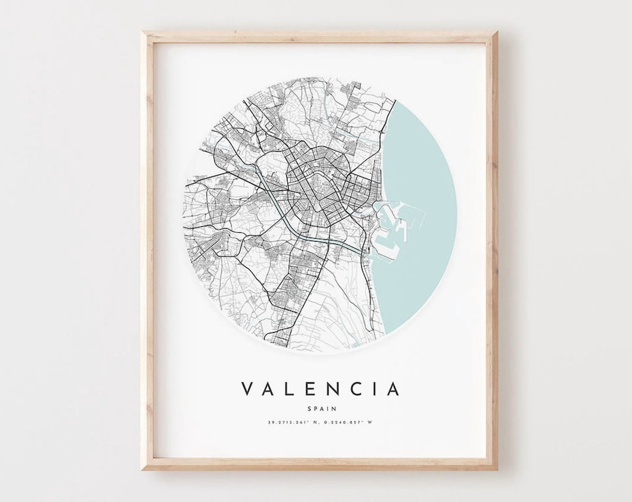 Kna Prints - 1 Pc Poster Valencia Map Print, Valencia Map City Wall Art ...