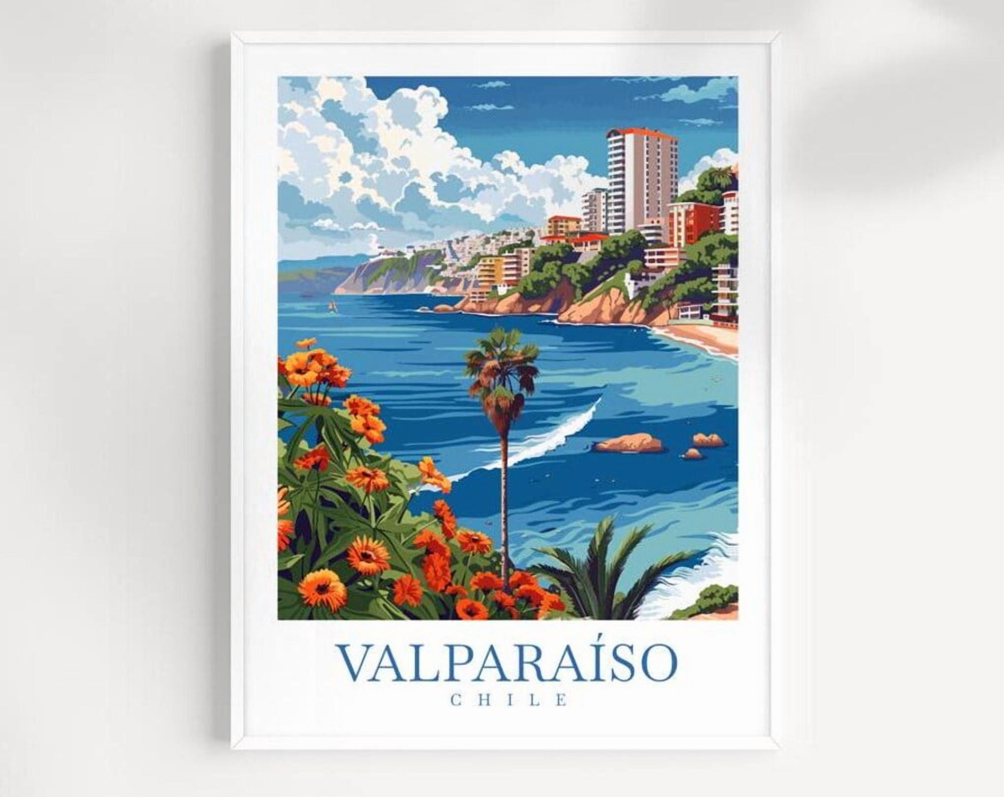 Kna Prints - 1 Pc Poster Valparaã­So Travel Print Wall Art Chile Wall Hanging Home Decor ...