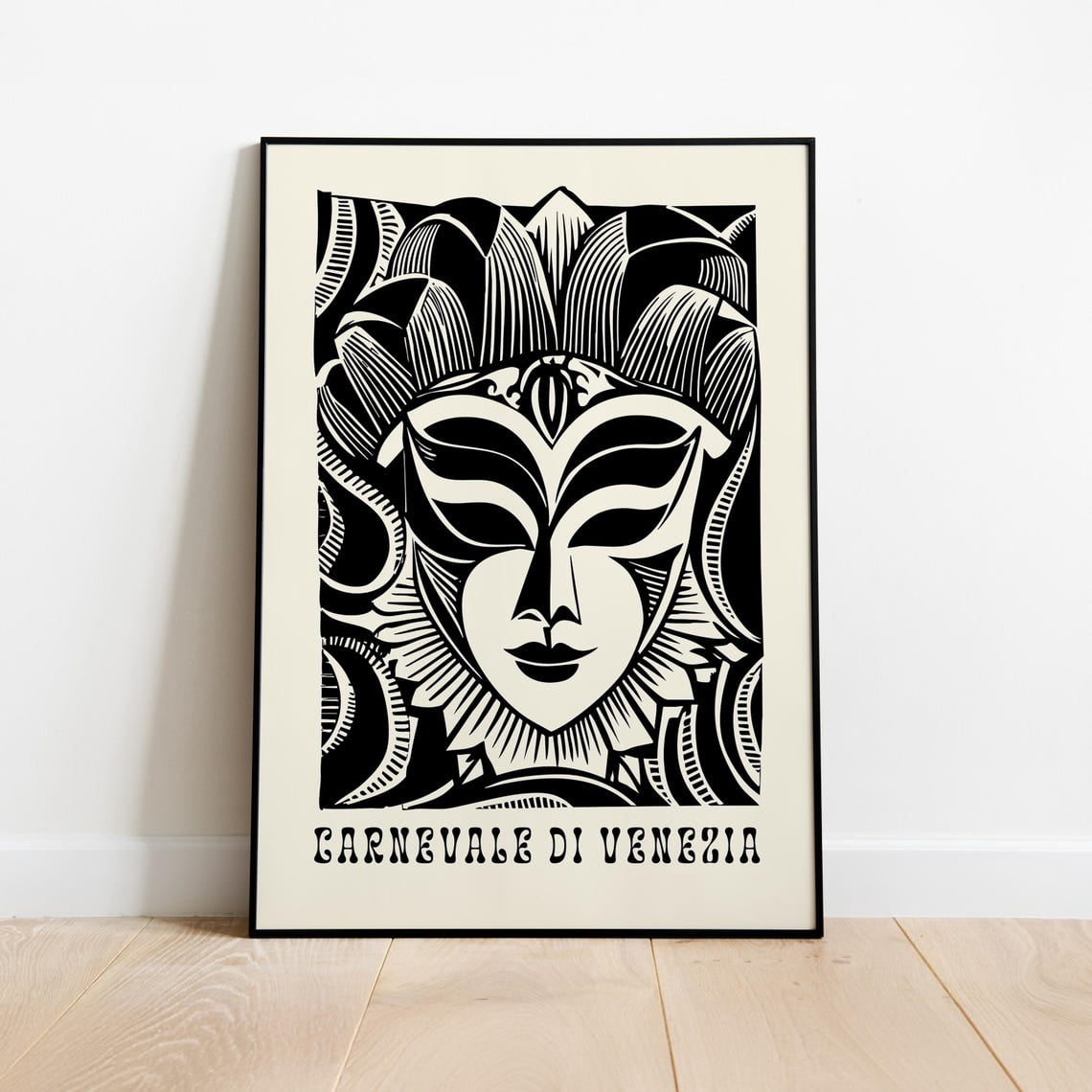 Kna Prints - 1 Pc Poster Venetian Carnival Mask Wall Art Black And ...