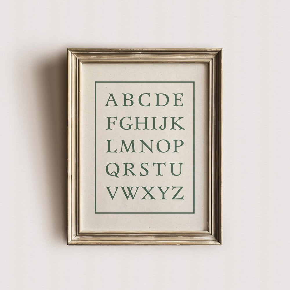 Kna Prints - 1 Pc Poster Vintage Abc Print | Printable Wall Art, Sage ...