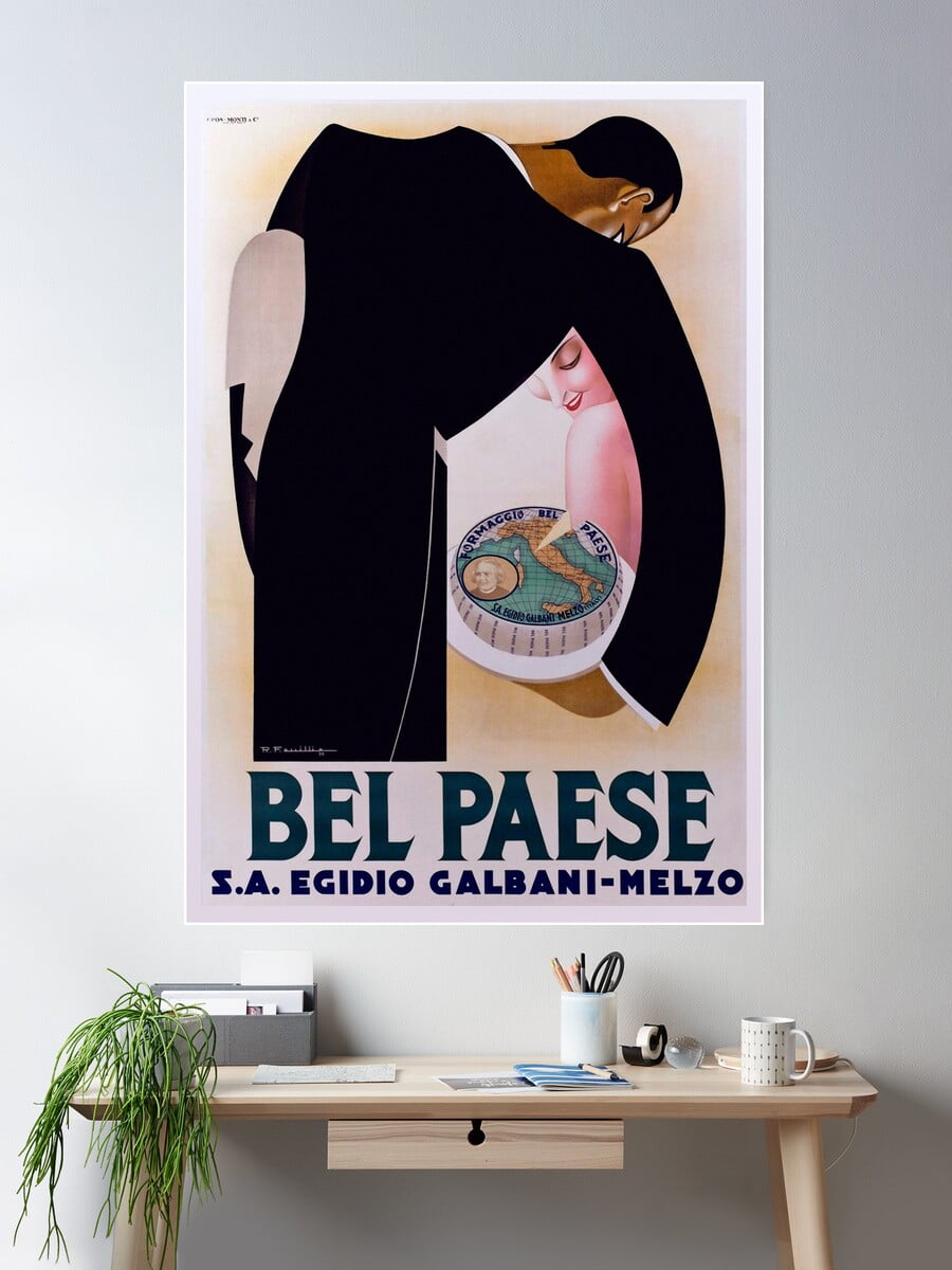 Kna Prints - 1 Pc Poster Vintage Art Deco Era Italian Cheese Ad ...