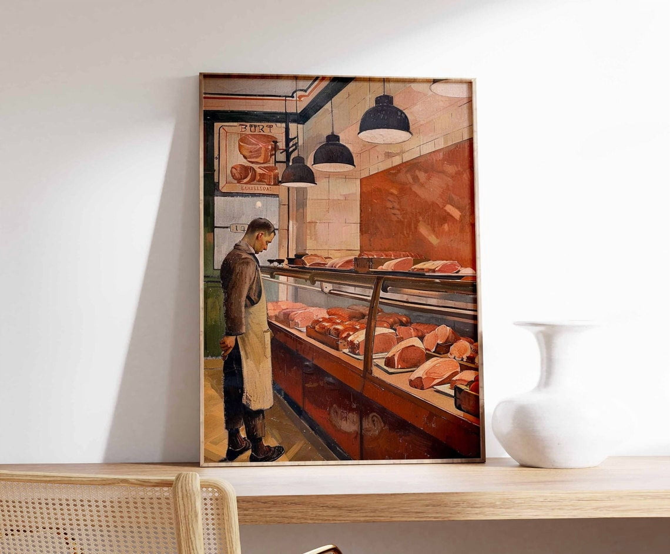 Kna Prints - 1 Pc Poster Vintage Butcher Shop , Retro Butcher Wall Art ...