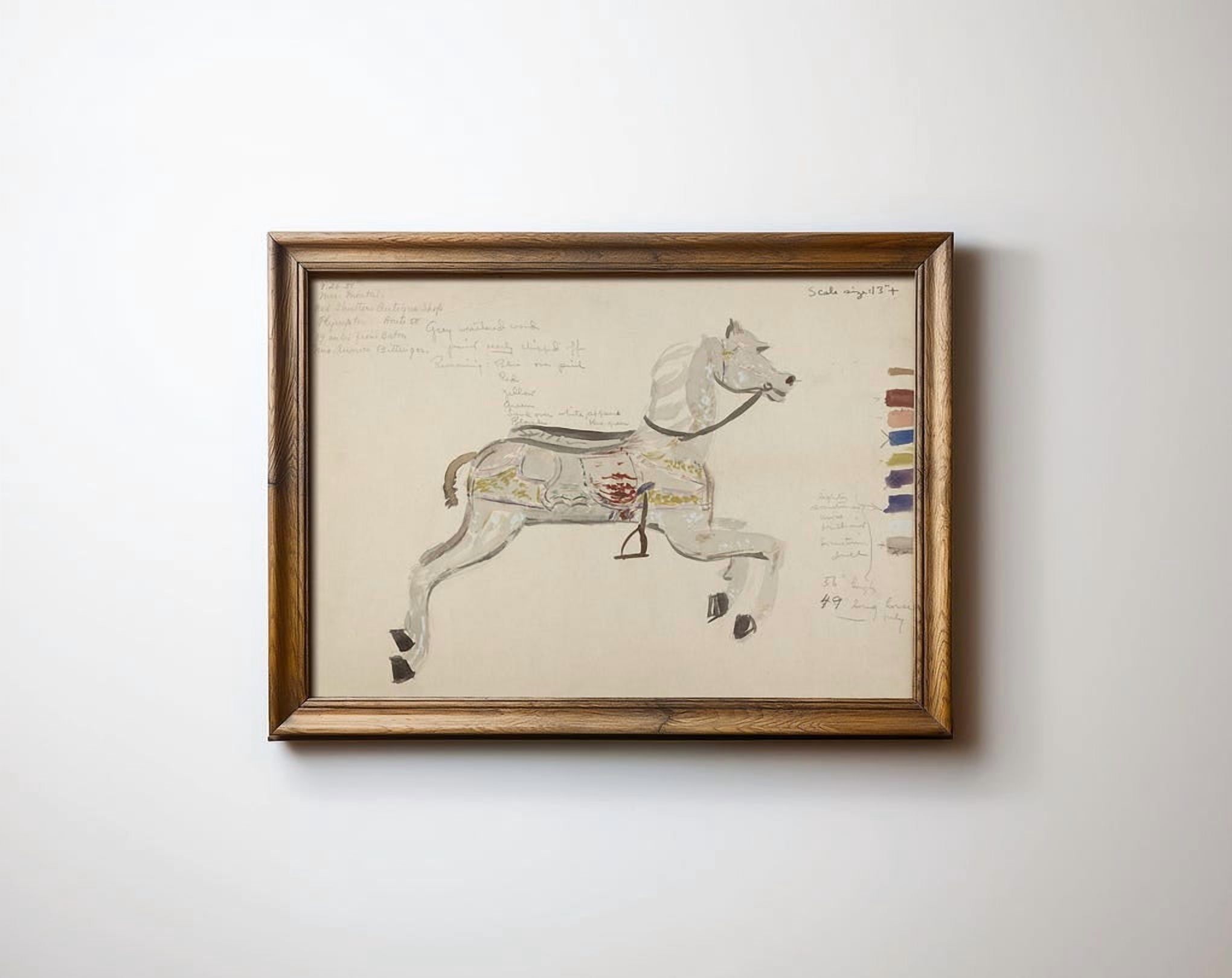 Kna Prints - 1 Pc Poster Vintage Carousel Horse Sketch Preppy Room ...